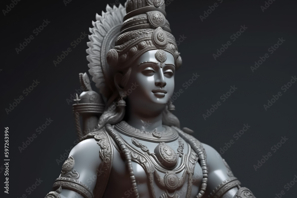The statue of the powerful Hanuman 3d render Stock Illustration | Adobe ...