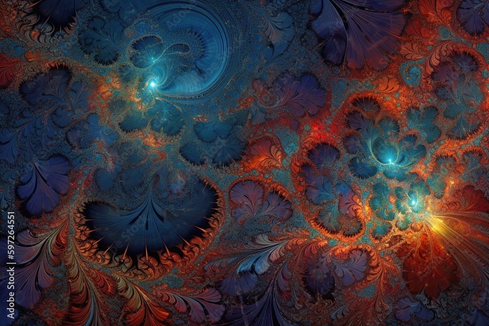 Abstract fractals painting. Your eyes follow the intricate patterns and ...