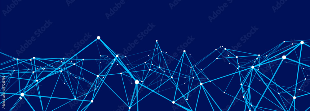 Abstract digital background of points and lines. Glowing blue plexus. Big data. Network or ...