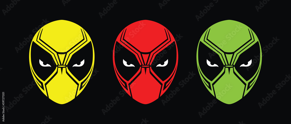 Vector red mask white eyes cartoon logo superhero background. Cartoon ...