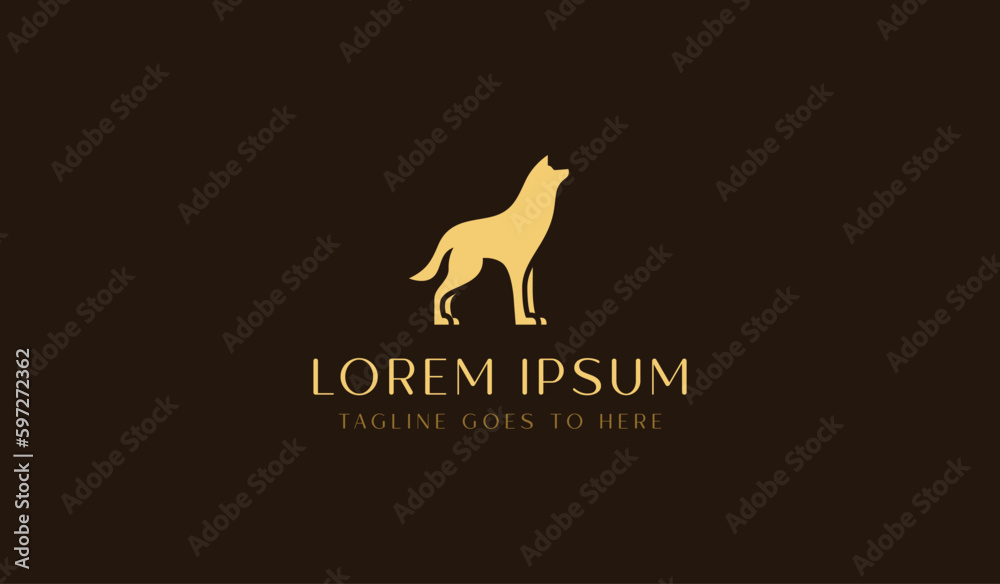 Wolf silhouette logo design. Howling predator sign. Wild canine animal ...