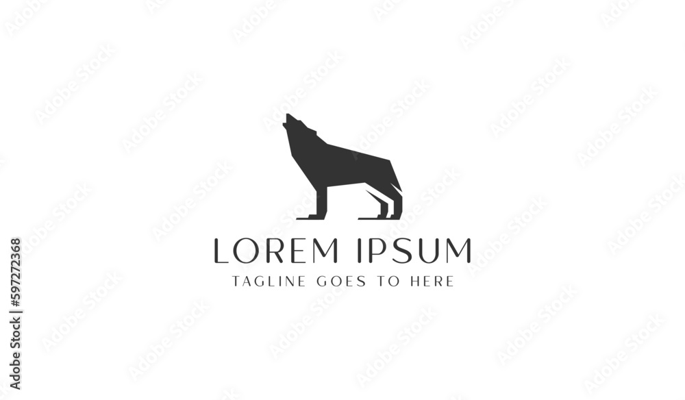 Wolf silhouette logo design. Howling predator sign. Wild canine animal ...
