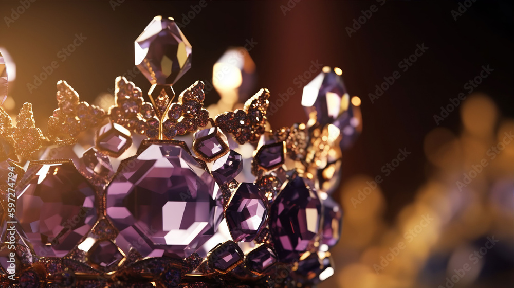 3D style render of a royal gold coronation crown with jewels and ...