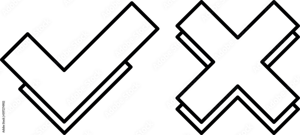 A mini set of icons expressing agreement and disagreement (yes and no ...