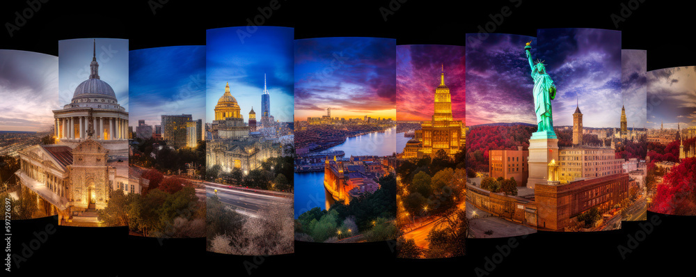 A creative collage composed of landscapes, monuments and cultures of ...