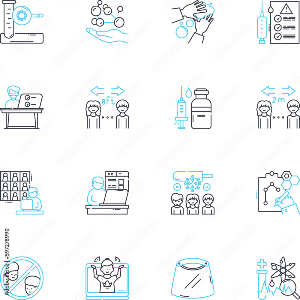 Microorganisms linear icons set. acteria, virus, fungi, parasites ...