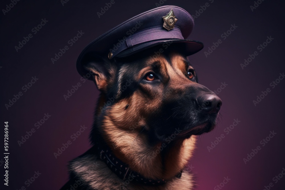 Anthropomorphic dog breed German Shepherd with a headdress. Concept of ...