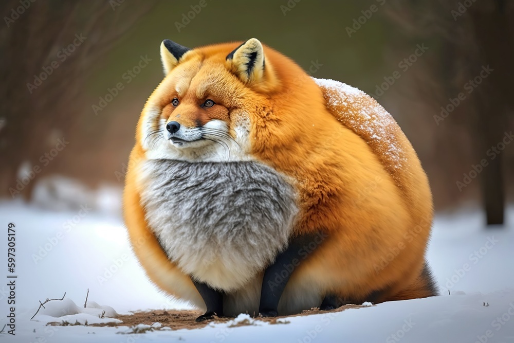 Very fat fox, created with Generative AI technology Stock Illustration ...