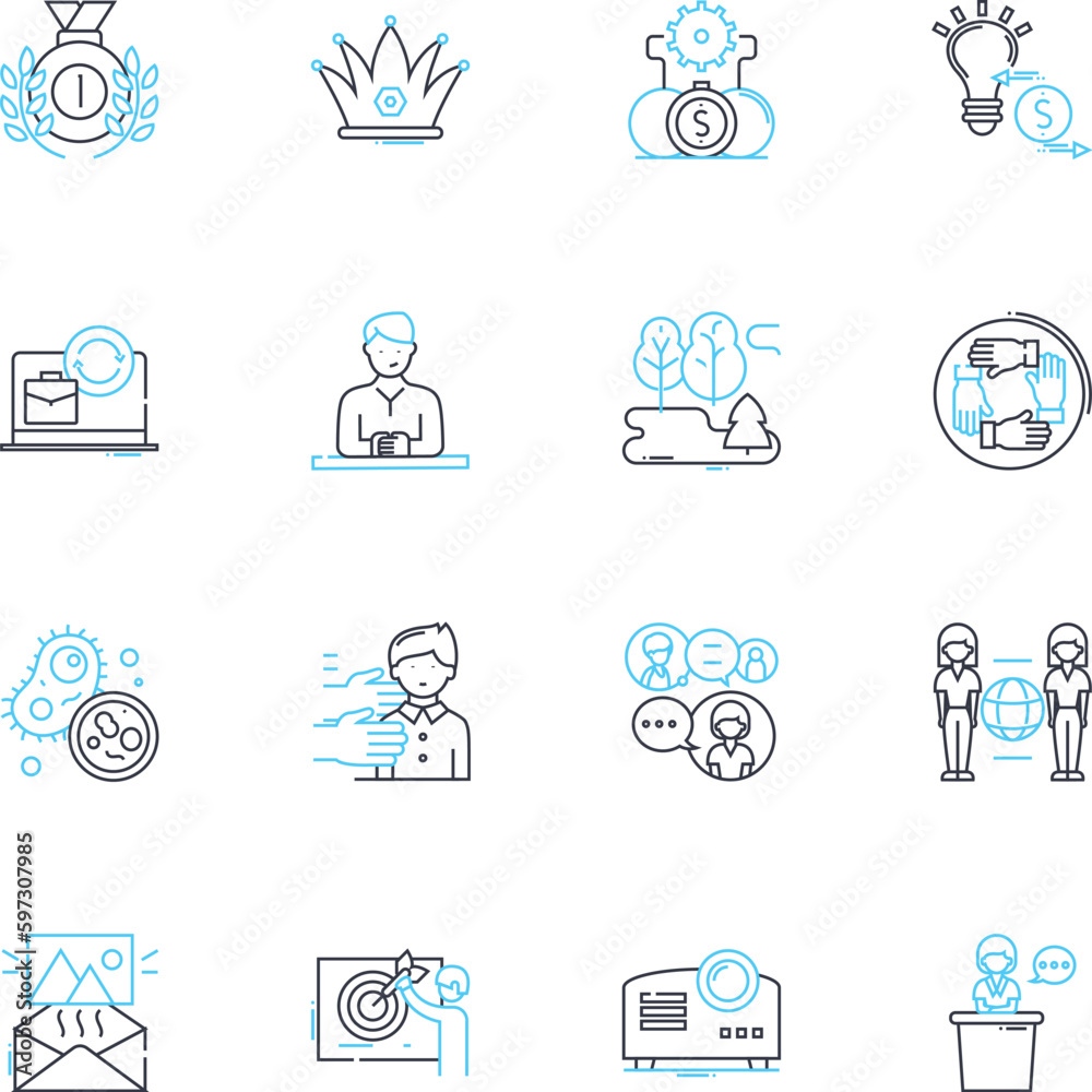 Laboratory Equipment linear icons set. Microscope, Beaker, Test tube ...
