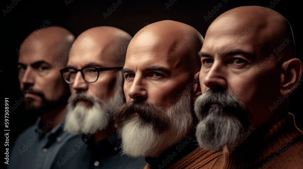 Generated AI image of four bald men portrait Stock Illustration | Adobe ...