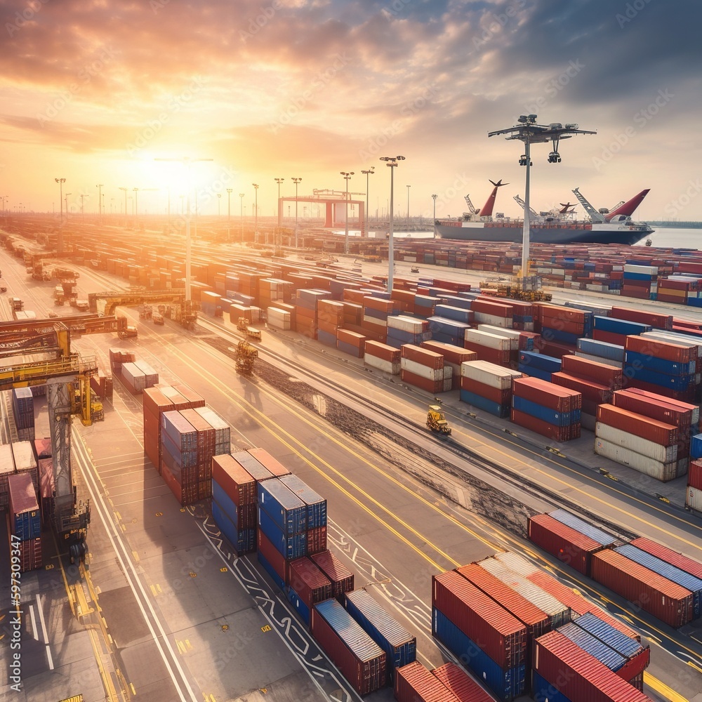 logistic import export and transport industry of truck container cargo ...