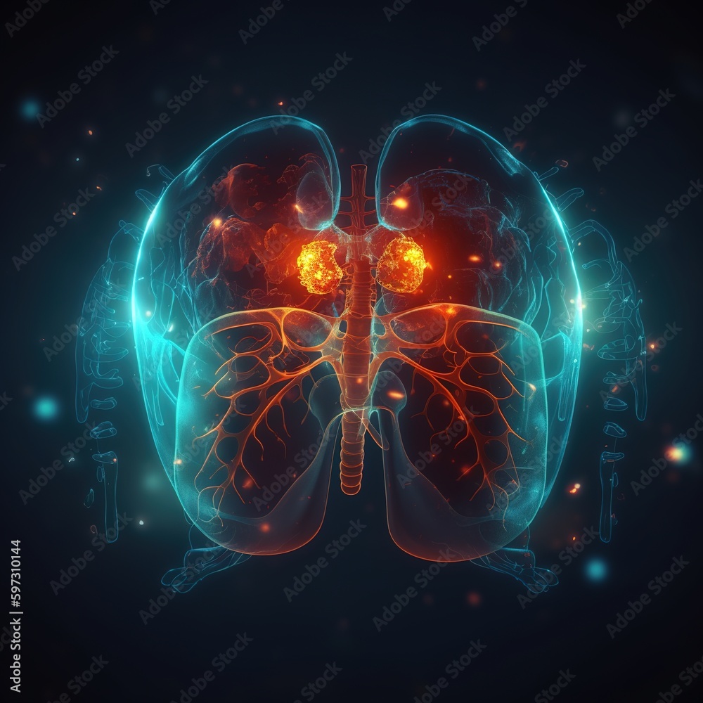Pain in liver concept. Ghost light effect, x-ray hologram.. generative ...