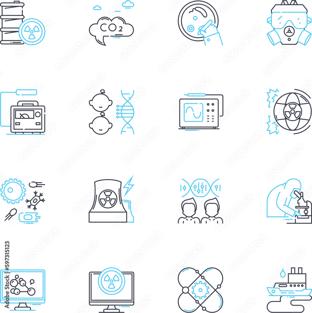 Aerospace Engineering linear icons set. Avionics, Propulsion ...