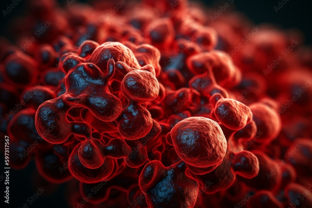 Protein molecule in red blood cells that carries oxygen. Generative AI ...