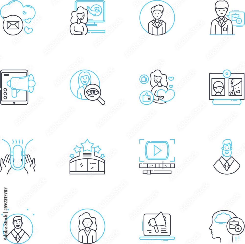 Modern methods linear icons set. Automation, Digitalization, Innovation ...