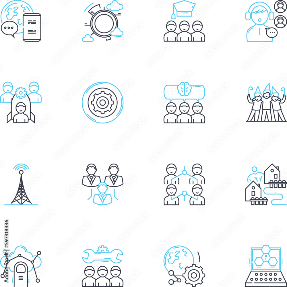 Joint enterprise linear icons set. Collaboration, Partnership, Shared ...