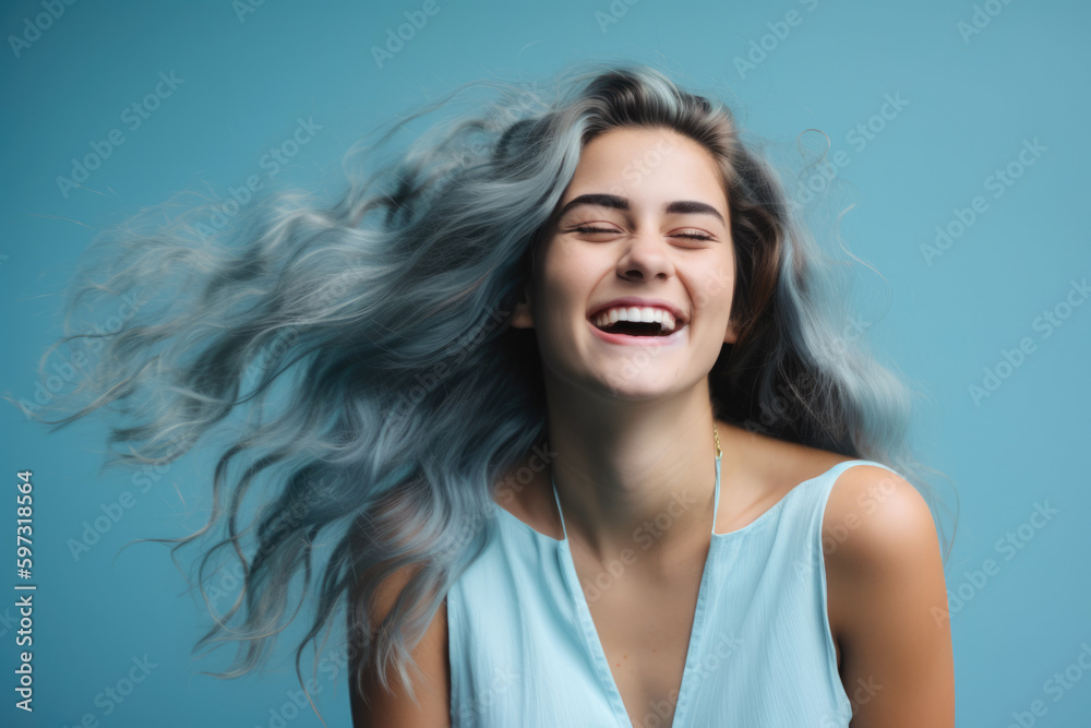 Portrait of a beautiful young woman with a mischievous smile, wearing a ...
