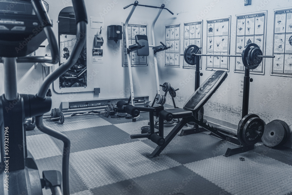 Old Gym Interior with equipment Stock Photo | Adobe Stock