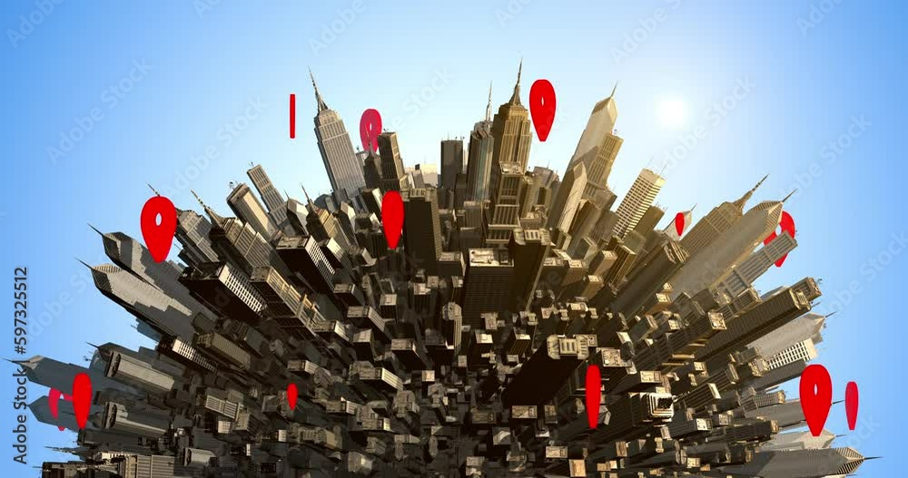 Crowded Planet Earth With Location Marks. People Travelling. Tourism ...