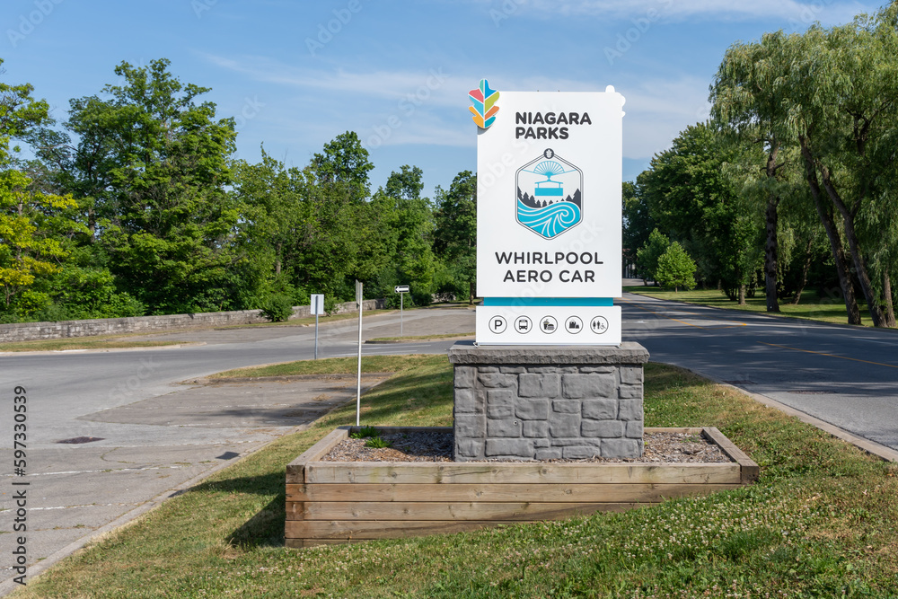 Niagara Falls, ON, Canada - July 1, 2022: Whirlpool Aero Car sign is ...