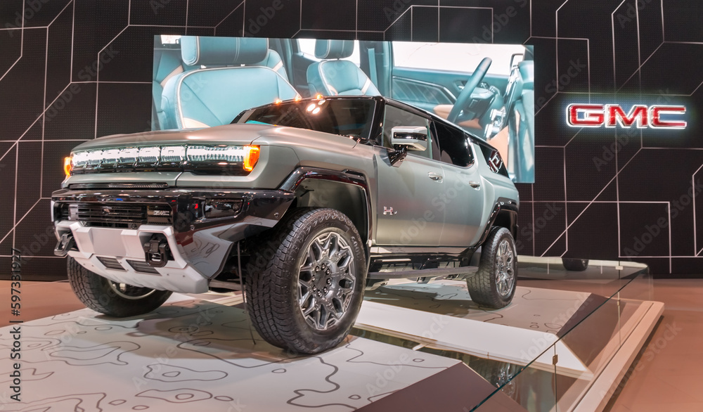 Toronto, Canada - 02 25 2023: GMC Hummer EV battery electric full-size ...