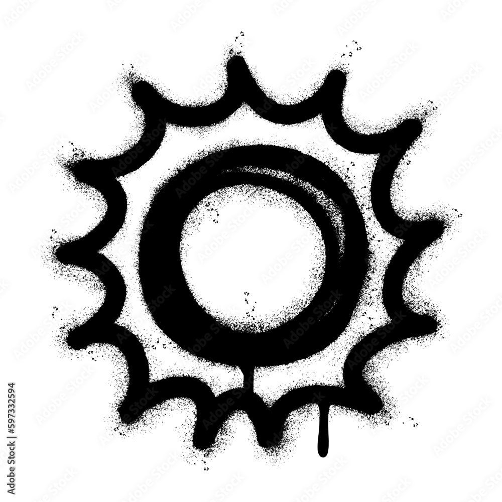 Spray Painted Graffiti Sun icon Sprayed isolated with a white ...