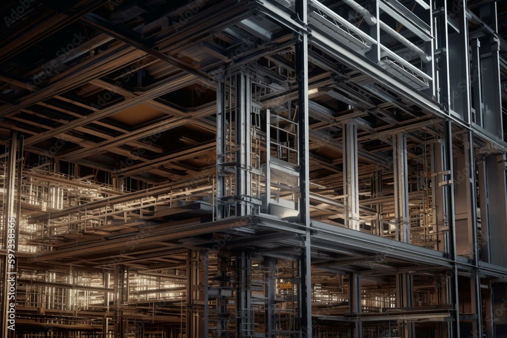 3D metal structure model for engineering & construction, made of steel ...