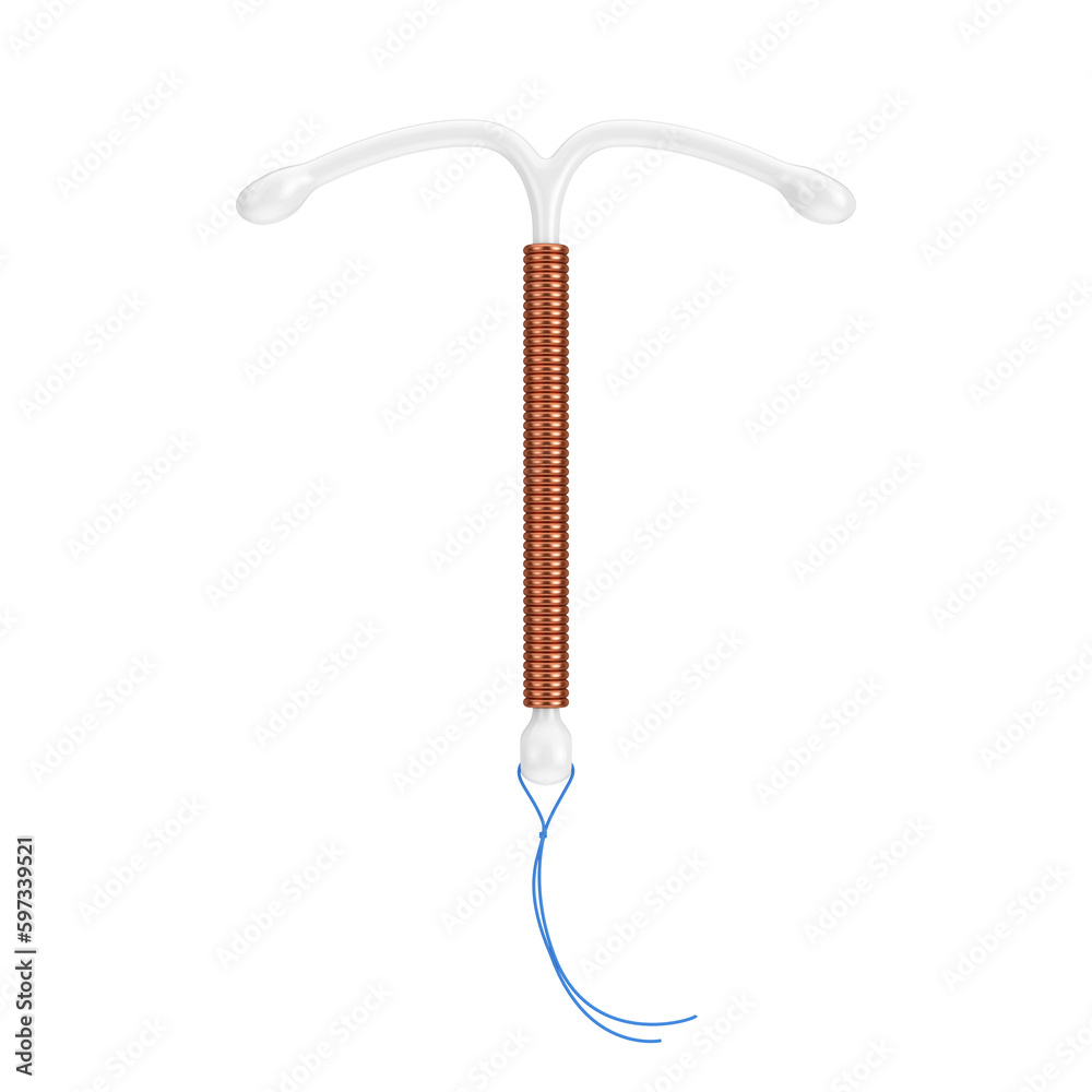Birth Control Concept. T Shape IUD Copper Intrauterine Device. 3d ...