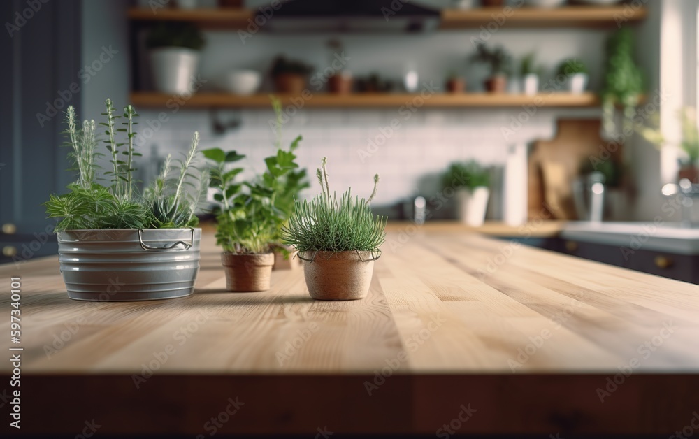 Kitchen background with counter top view, generative ai Stock ...