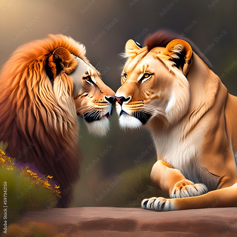 "Fierce Love: Lions Sharing a Tender Moment" "Heart of the Jungle: A ...