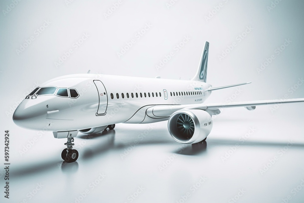 Mockup of airliner, white background. Generative AI Stock Illustration ...