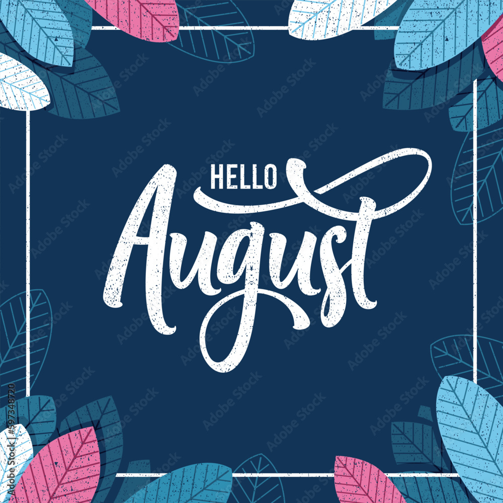 hello august lettering floral background Stock Vector | Adobe Stock