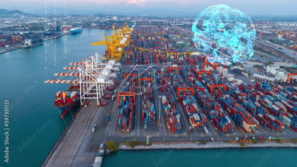 Brain with Automatic Technology transportation logistics at Cargo sea ...