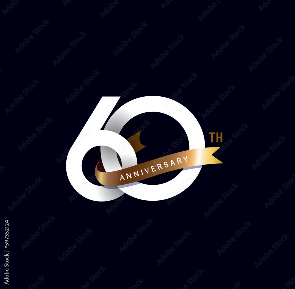 60 years anniversary vector number icon, birthday logo label, black and ...