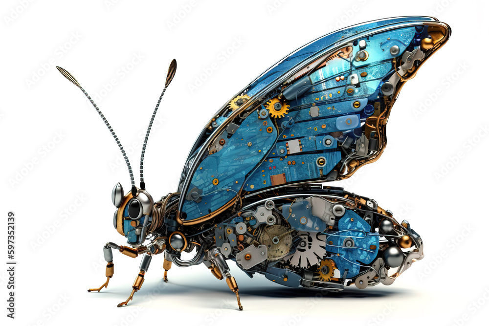 Image of a butterfly modified into a robot on a white background. Wild ...
