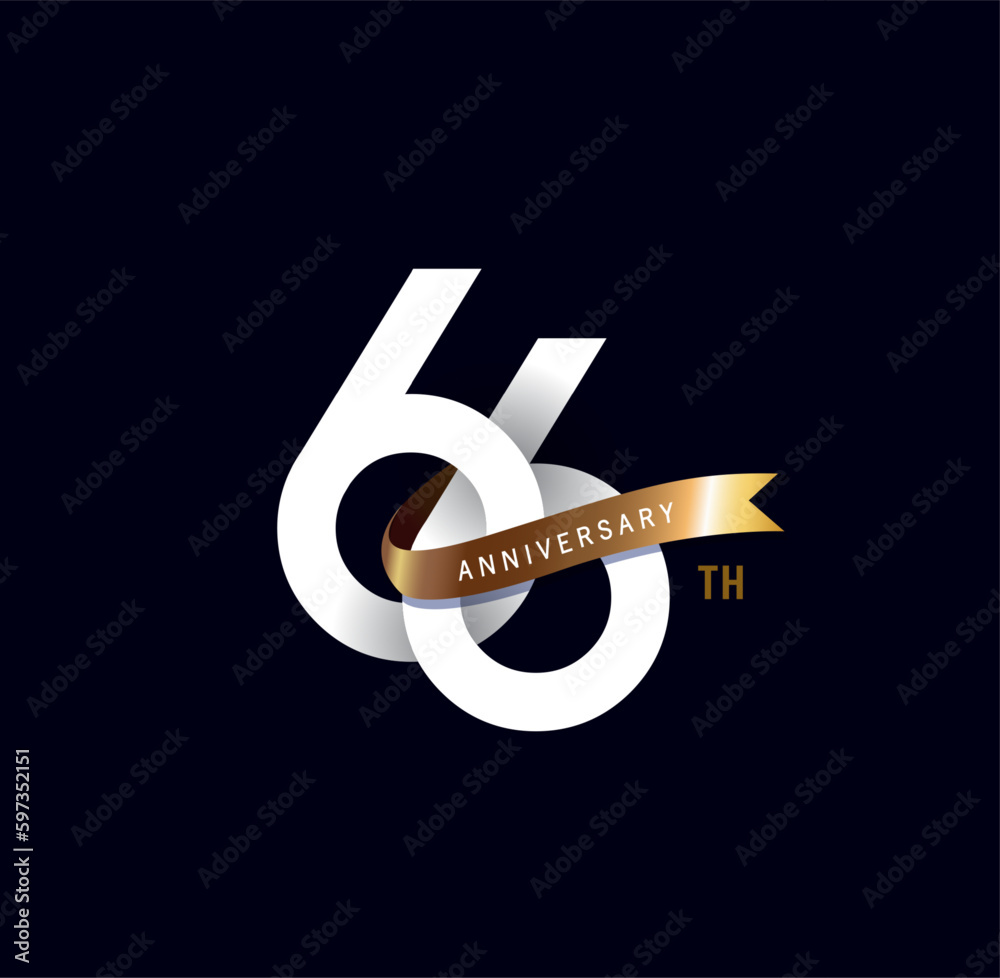 66 years anniversary vector number icon, birthday logo label, black and ...