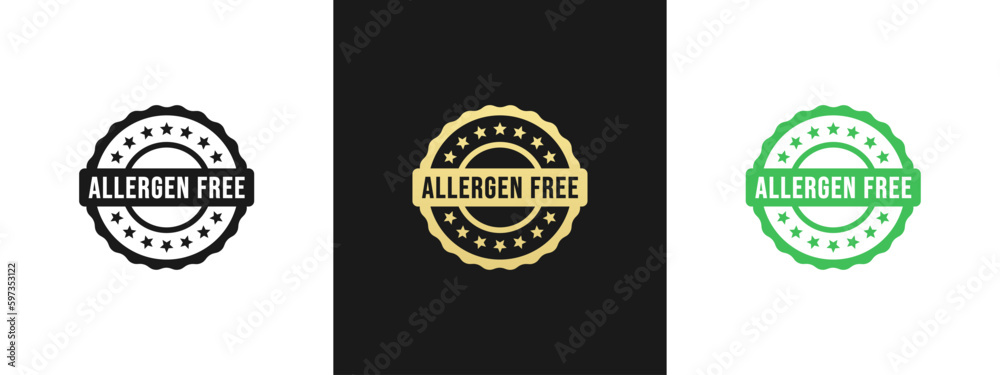Allergen free label or Allergen free stamp vector isolated in flat ...