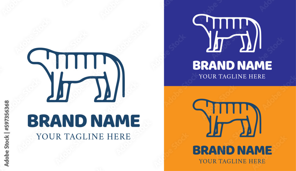 Tiger Logo In Line Art Style, Suitable For Brand Or Company Logo Stock ...