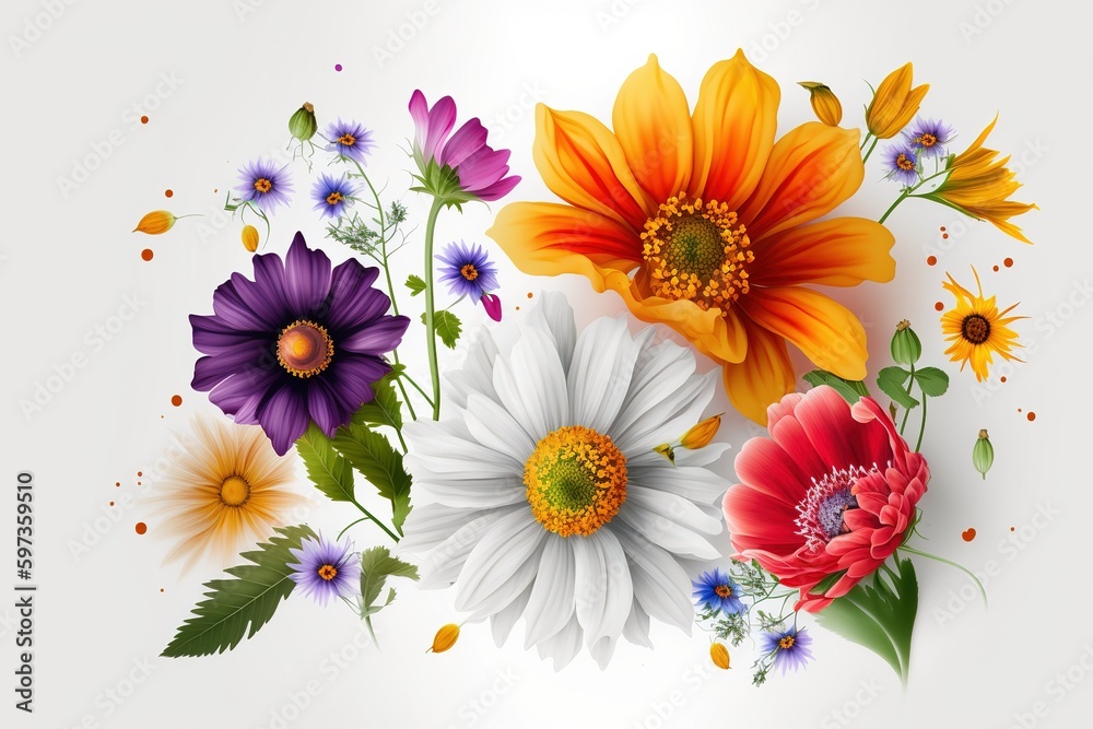 Sunkissed Splendor, Summer Blooming Flowers, Illustartion Clipart ...