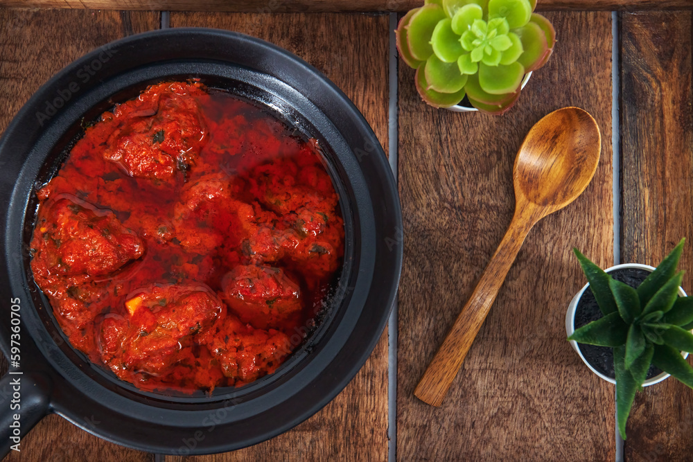 Famous lamb recipe called Mutton Rogan josh or lamb rogan josh,Indian ...