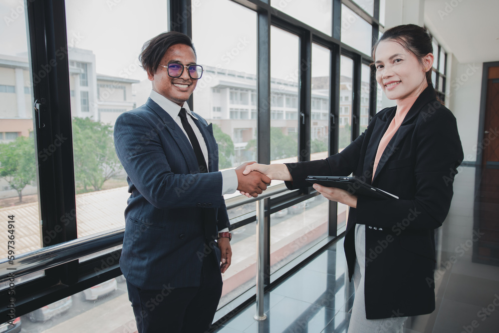 Businesswoman boss with various colleague senior executive group at ...