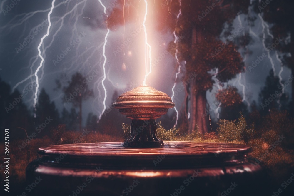 Bright lightning isolated from Tesla coil - digital artwork with scenic ...