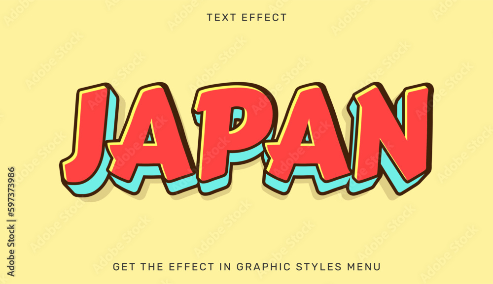 Japan text effect template in 3d style Stock Vector | Adobe Stock