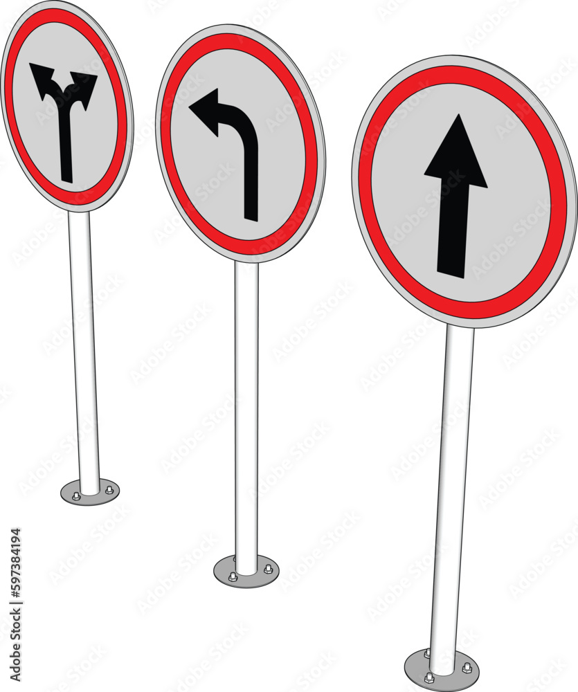 Road traffic sign blank board. Isolated vector illustration on white ...