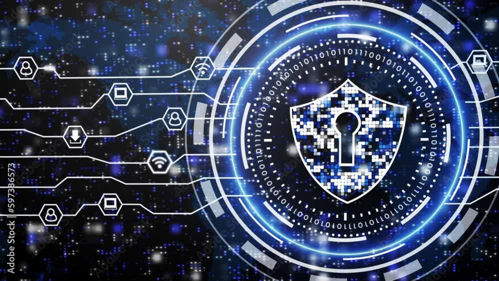 Network data protection cyber security lock shield. Motion graphics ...