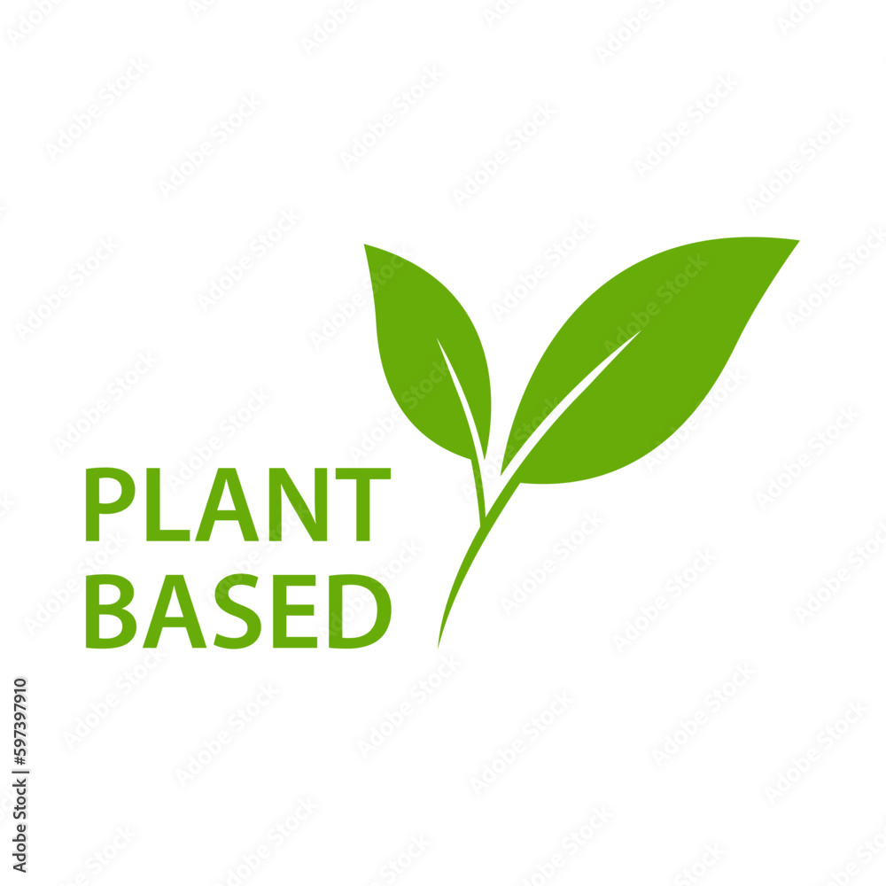 Plant based icon vector healthy food symbol vegan badge, vegetarian ...