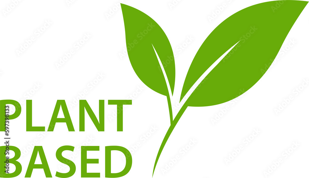 Plant based icon healthy food symbol vegan badge, vegetarian sign for ...