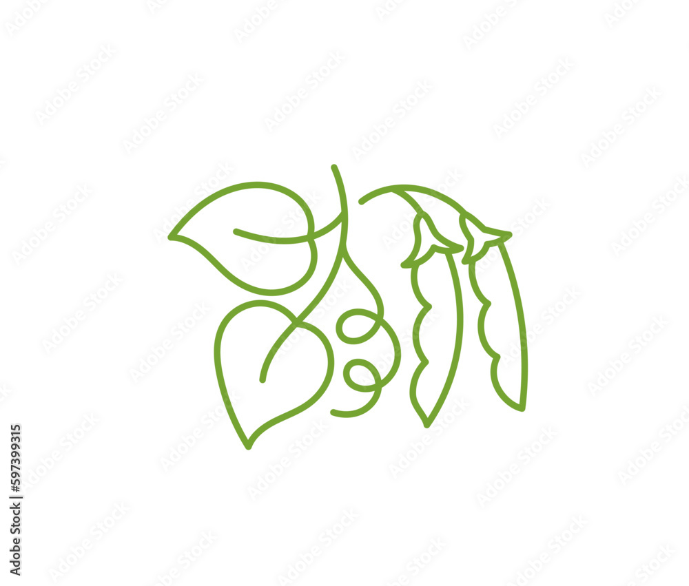 Pea plant icon. Flourish design element. Editable outline stroke. Stock ...