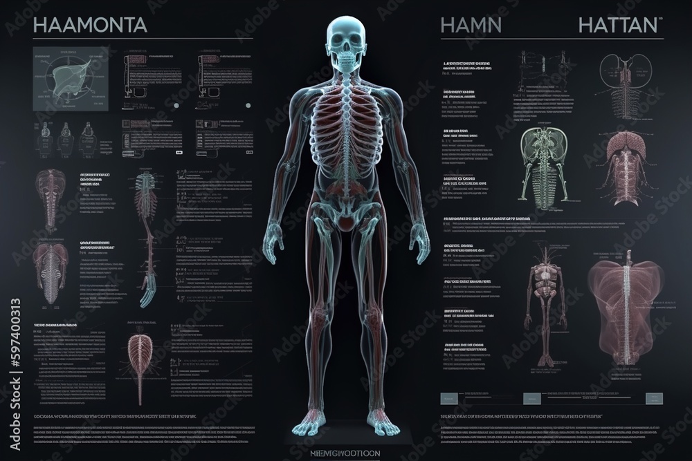 infographic illustration of a human skeleton anatomy generative ai ...
