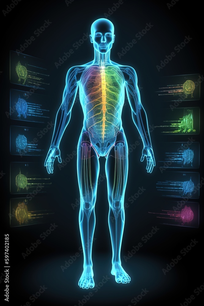 holographic representation of human body anatomy with indicators ...
